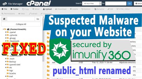 How To Fix CPanel Error Public Html Renamed Malware Detected By Imunify360 YouTube