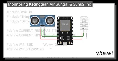 Monitoring Ketinggian Air Sungai And O Wokwi Esp32 Stm32 Arduino Simulator