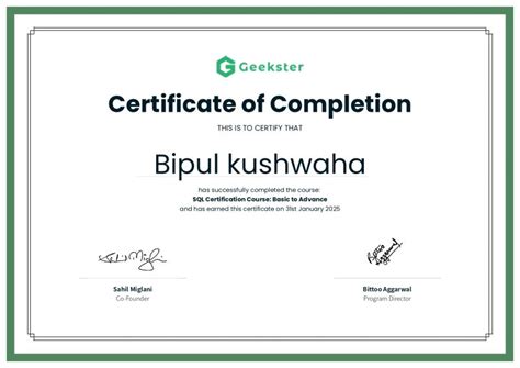 Ive Successfully Completed The Sql Certification Course Basic To
