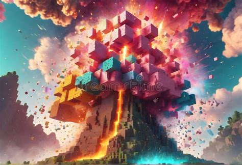 Exploding Minecraft Colorful Cubes Paint And Splashes Minecraft