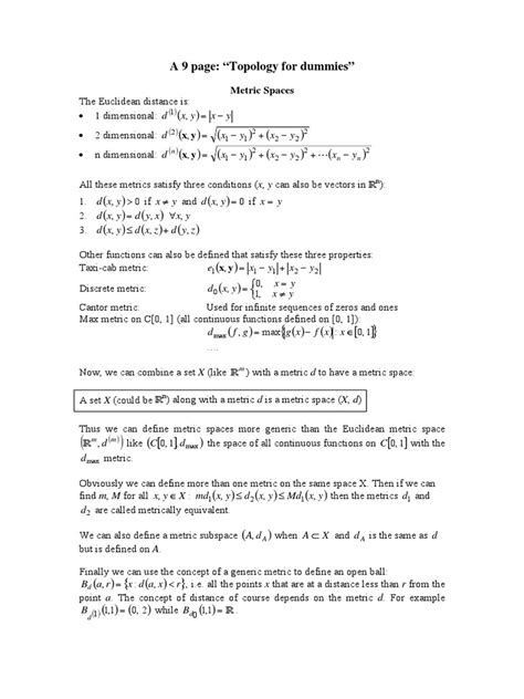 Topology For Dummies Pdf Compact Space Continuous Function