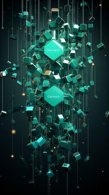 Premium Photo Design Of Chainlink Chain Links Data Nodes Teal Green