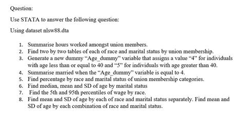 question use stata to answer the following question