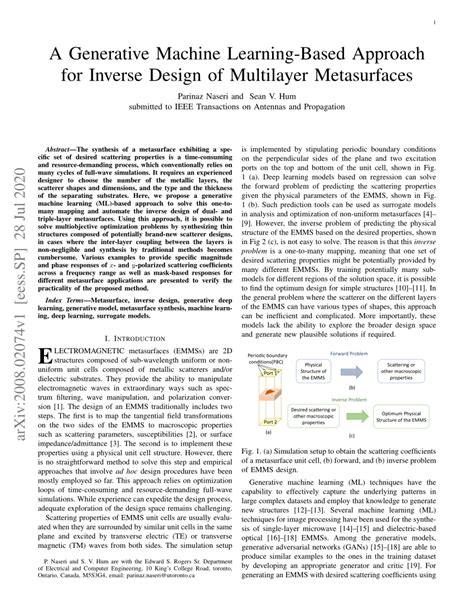Pdf A Generative Machine Learning Based Approach For Inverse Design
