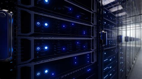 현대적인 인테리어 서버룸 데이터 센터 어두운 서버에서 연결 및 사이버 네트워크 스토리지 정보가 있는 백업 마이닝 호스팅 메인