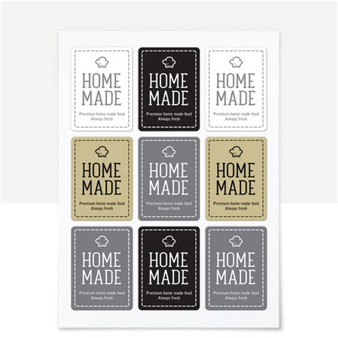 홈메이드 스티커 90매 핸드메이드 모던 사각형 포장 디자인 포장용 라벨