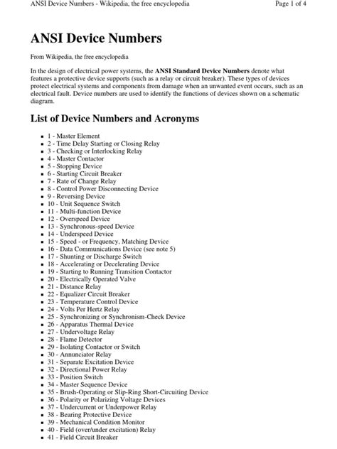 Ansi Standard Relay Numbers Relaying Schemes And Ansi Device Numbers