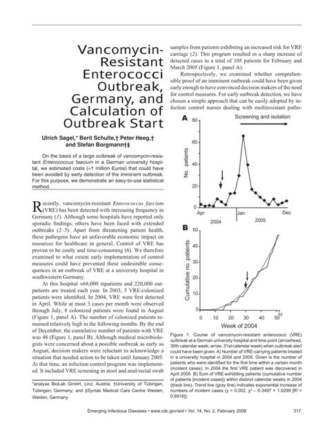 Pdf Vancomycin Resistant Enterococci Outbreak Germany And Calculation Of Outbreak Start