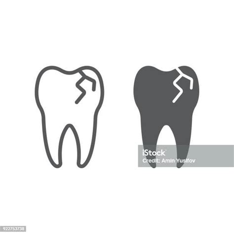 깨진된 치아 라인과 문자 모양 아이콘 구강 및 치과 깨진 치아 벡터 그래픽 흰색 배경 Eps 10에 선형 패턴 로그인합니다 금이 간에 대한 스톡 벡터 아트 및 기타 이미지