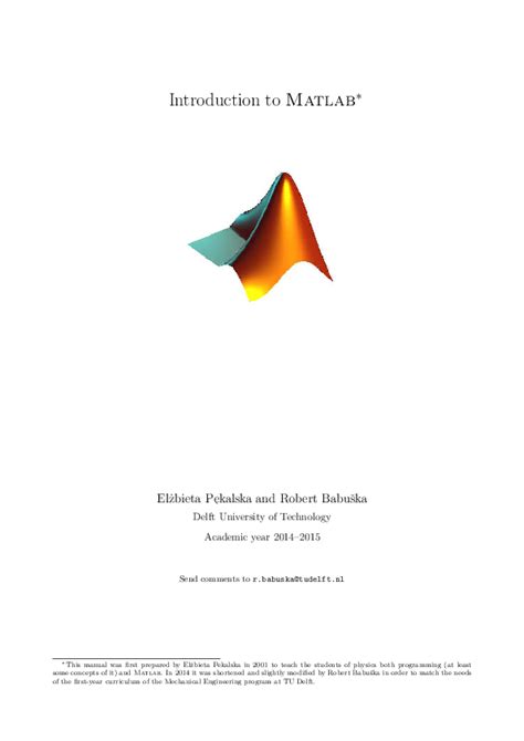 Introduction `a Matlab