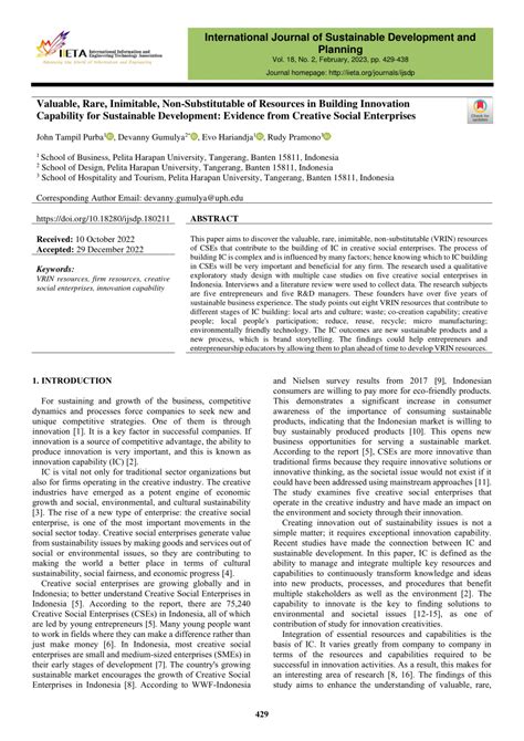 Pdf Valuable Rare Inimitable Non Substitutable Of Resources In Building Innovation