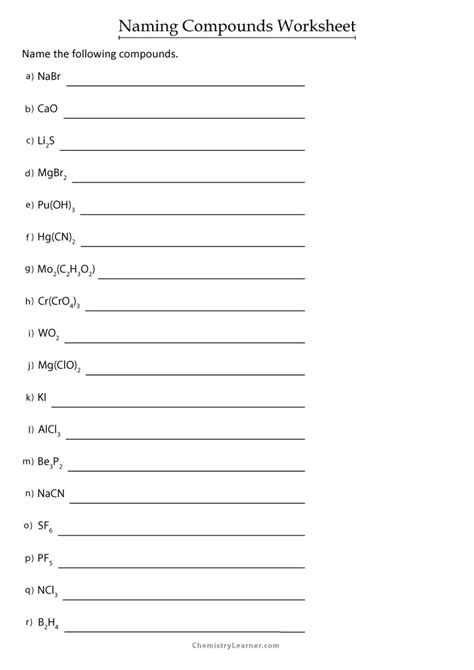 Free Printable Naming Compounds Worksheets Worksheets Library