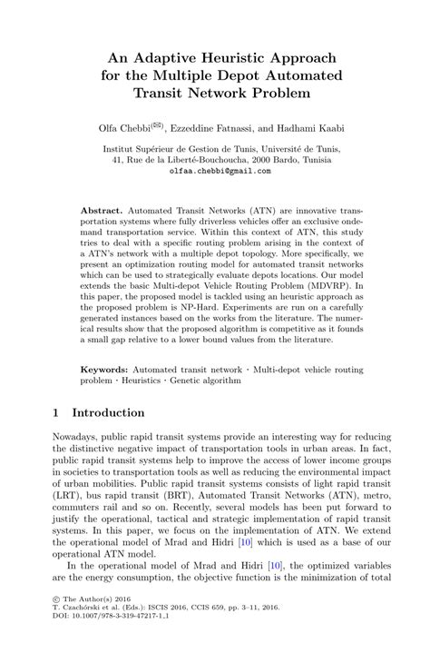 Pdf An Adaptive Heuristic Approach For The Multiple Depot Automated