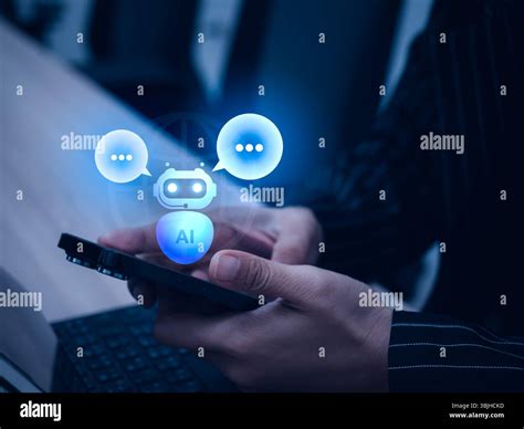 Ai Chatbot Technology Concept Smart Conversation Assistant Robot With Speech Bubble On Global