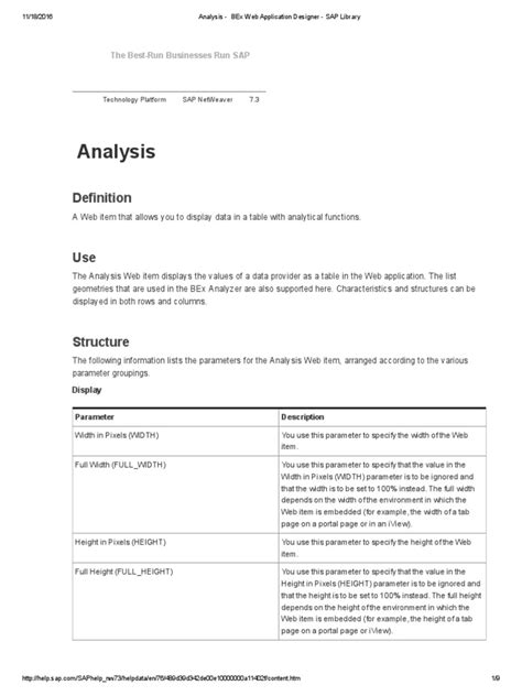 Analysis Bex Web Application Designer Sap Library Pdf Parameter Analysis Bex Web Application Designer Sap Library Pdf Parameter