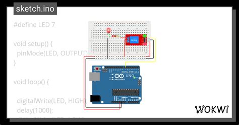Blink 1 Led With Relay Wokwi Esp32 Stm32 Arduino Simulator