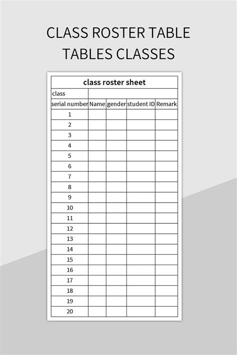 Free Class Roster Templates For Google Sheets And Microsoft Excel Slidesdocs