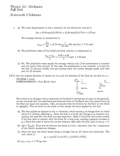 HW3 Soln Problem Set Solutions Physics 151 Mechanics Fall 2016 Homework 3 Solutions 1 A