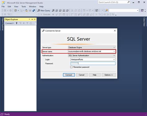 How To Connect To SQL Azure From SQL Server Management Studio