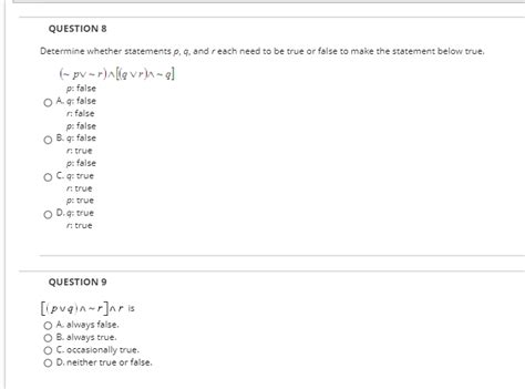 solved determine whether statements p q and r each need to