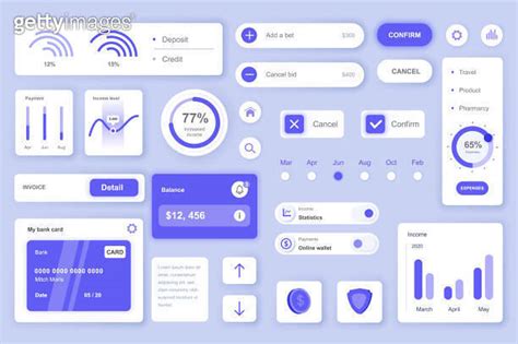 User Interface Elements Set For Banking Mobile App Or Web Kit Template With Hud Financial