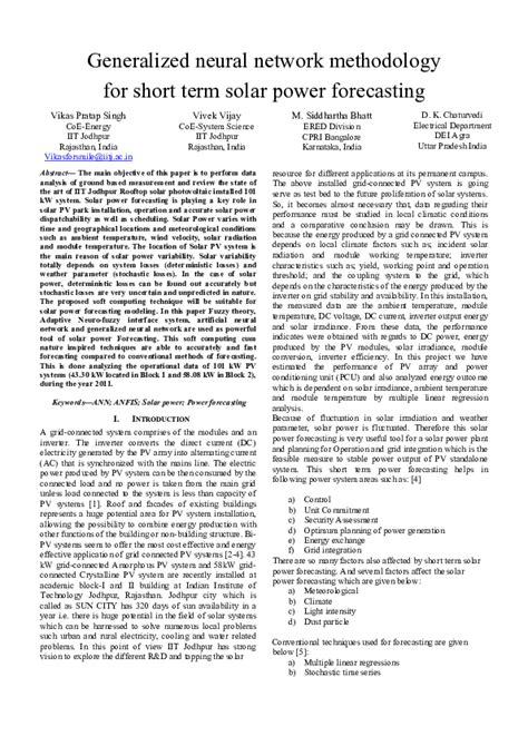 Pdf Generalized Neural Network Methodology For Short Term Solar Power
