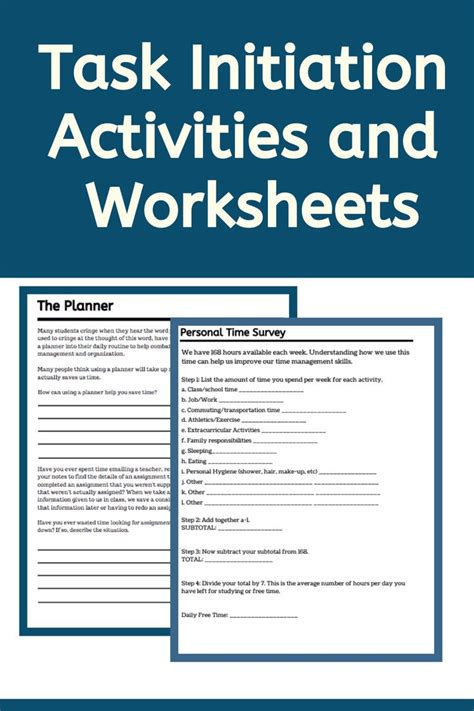 Executive Function Activities And Worksheets Task Initiation Activity Workbook Workbook Design