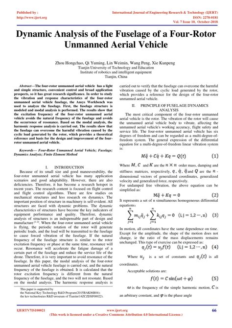 Pdf Dynamic Analysis Of The Fuselage Of A Four Rotor Unmanned Aerial Vehicle