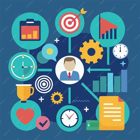 Colorful Infographic With Businessman Clock Graph Target And Gears Premium Ai Generated Vector Colorful Infographic With Businessman Clock Graph Target And Gears Premium Ai Generated Vector