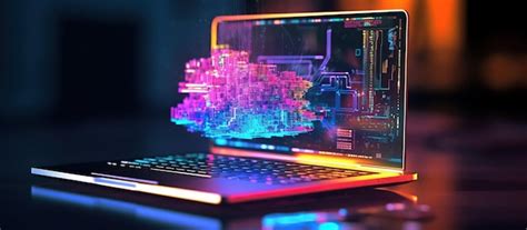 Premium Ai Image Laptop With Binary Code On Screen