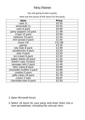 Year 4 Computing Exploring Excel Teaching Resources