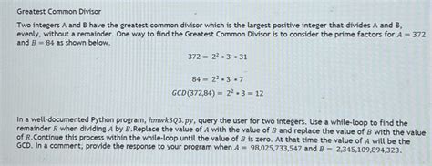 Answered Greatest Common Divisor Two Integers A Bartleby