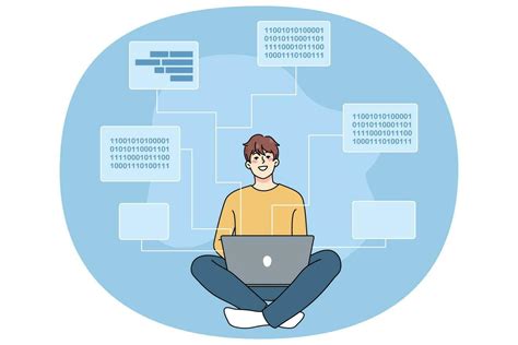Smiling Software Engineer Writing Codes On Computer 25367850 Vector Art