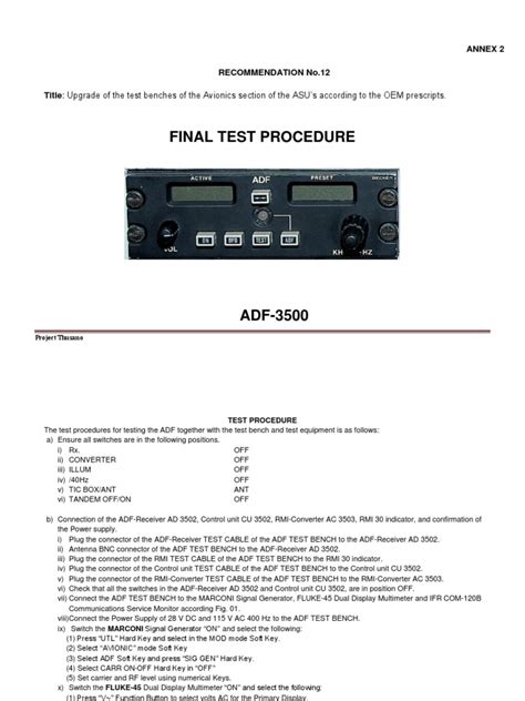 2 Final Test Procedure Adf 3500 Pdf Electrical Engineering Electronics