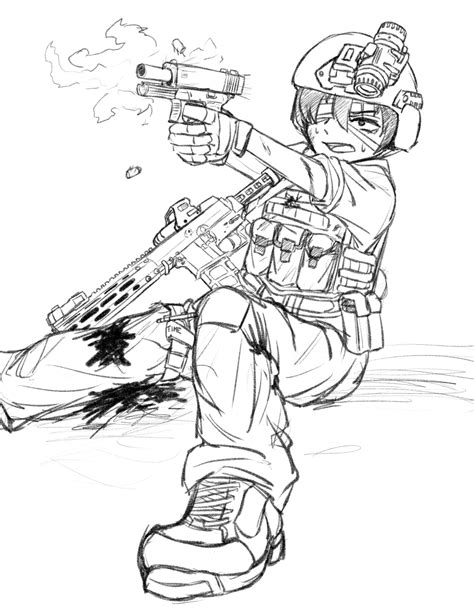 1girl Assault Rifle Bleeding Blood Brn 180 Eyepatch Firing Glock Gloves Gun Handgun