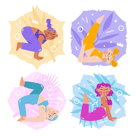 Free Vector Flat Design Yoga Stickers Set