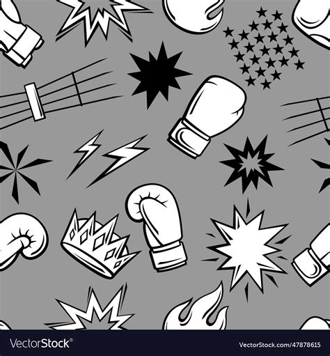 Pattern With Boxing Items Box Club Royalty Free Vector Image
