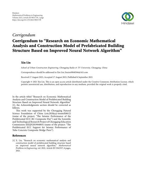 Pdf Corrigendum To Research On Economic Mathematical Analysis And Construction Model Of