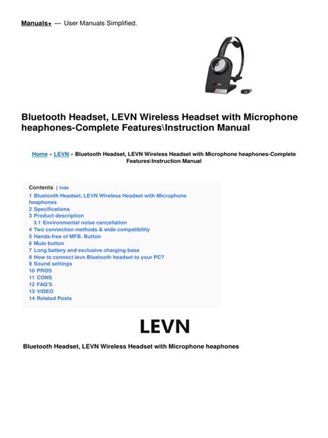 Levn Bluetooth Headset User Manual Pdf Headphones Bluetooth