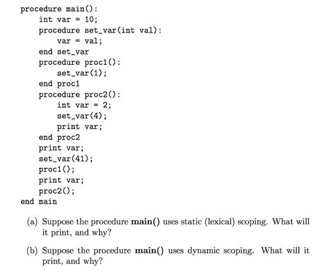 Solved Procedure Main Int Var 10 Procedure Setvarint