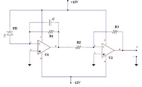 Circuit Diagram Of Trans Impedance Amplifier With Inverting Amplifier