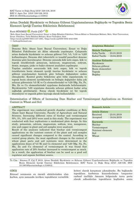 Pdf Determination Of Effects Of Increasing Dose Biochar And