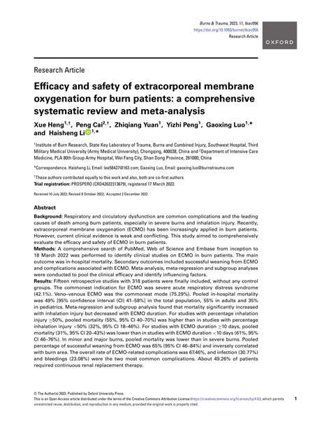 Pdf Efficacy And Safety Of Extracorporeal Membrane Oxygenation For