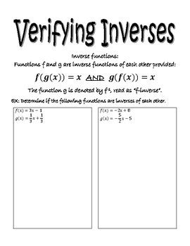Finding Inverses And Proving Inverses Graphic Organizer By Linzy Ledford
