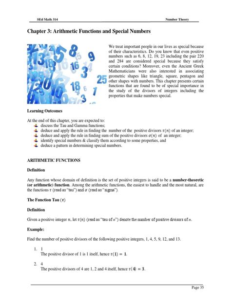 chapter 3 arithmetic functions and special numbers pdf numbers factorization