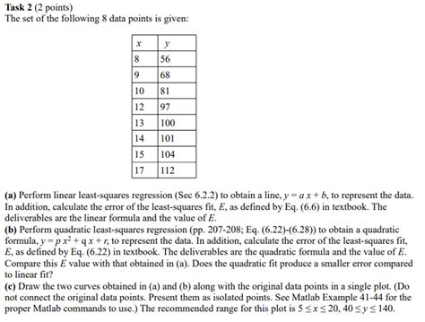Solved Task Points The Set Of The Following Data Chegg