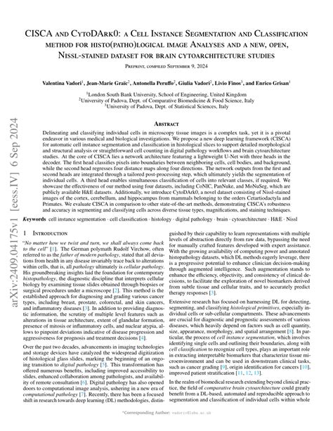 Pdf Cisca And Cytodark0 A Cell Instance Segmentation And