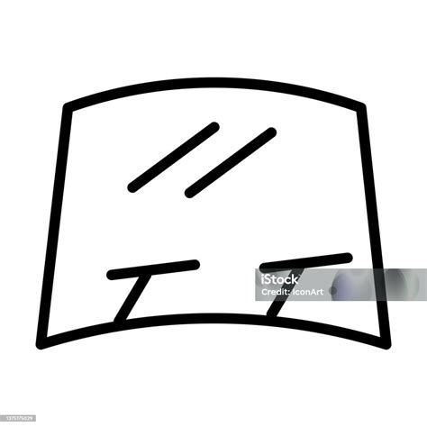 자동차 부품 컬렉션의 자동차 윈드스크린 아이콘 흰색 배경에 격리 된 얇은 선형 자동차 앞 유리 앞 유리 자동차 윤곽 아이콘 라인