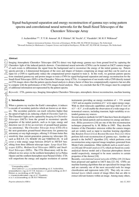 Pdf Signal Background Separation And Energy Reconstruction Of Gamma Rays Using Pattern Spectra