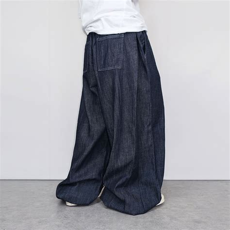 2color 남녀공용 통큰 핀턱 벌룬 데님 밴딩 스트링 와이드 팬츠 에이블리